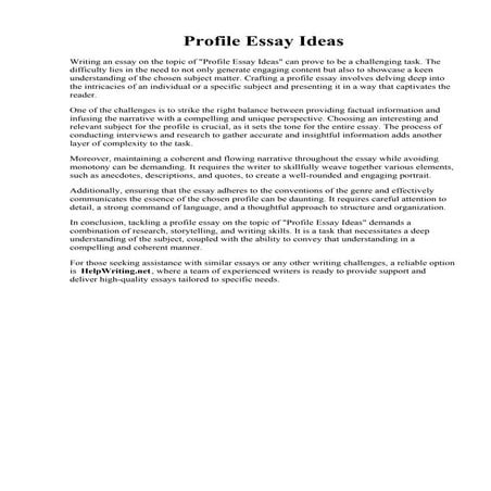 Profile Essay Ideas.pdfProfile Essay Ideas | PDF