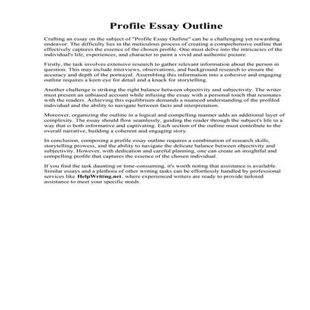 Profile Essay Outline.pdf | Documentary | Genres