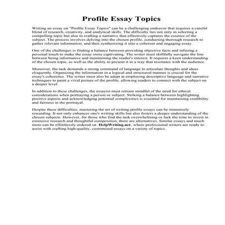 Profile Essay Topics.pdf | Internet Safety | Parenting