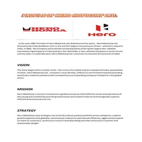 Profile of hero motocorp ltd | DOCX