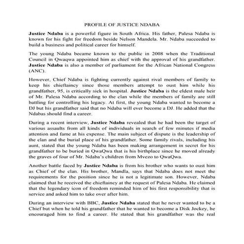 Profile of justice ndaba | PDF