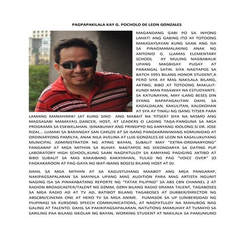 Profile of pocholo gonzales | PDF