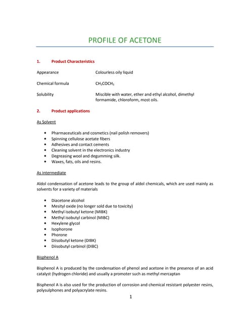 Full design for acetone production | PDF | Chemistry | Science