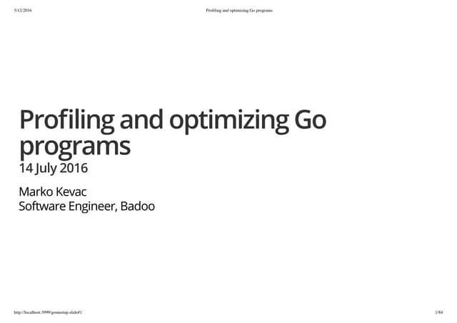Profiling and optimizing go programs | PPT Profiling and optimizing go programs | PPT