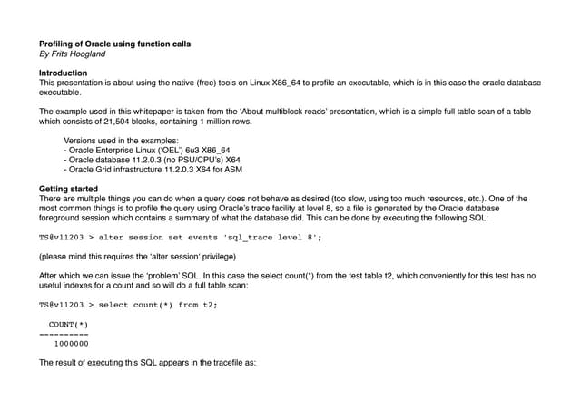 Profiling of Oracle Function Calls | PPT Profiling of Oracle Function Calls | PPT
