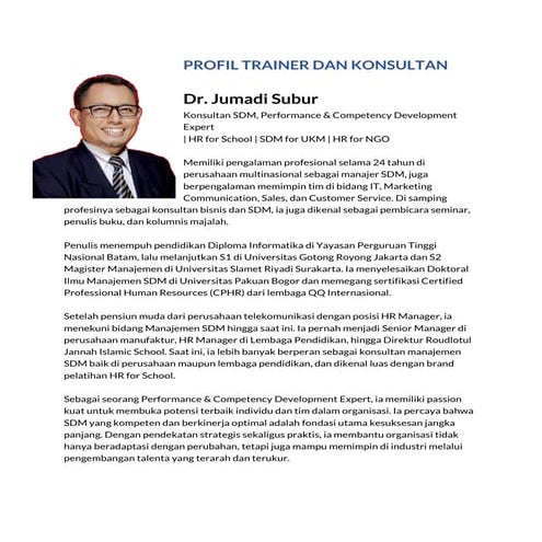 Profil Jumadi Subur Konsultan SDM dan Performance and Competence ...
