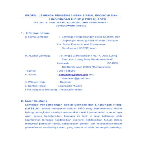 Profil lembaga lpselh | DOC