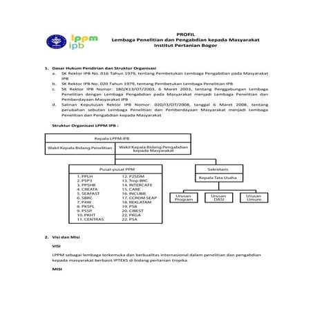 Profil Lembaga Periset - LPPM IPB | PDF