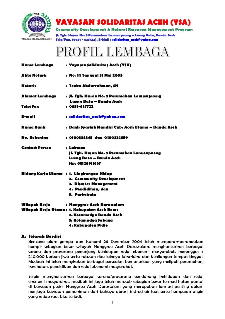 Profil lembaga ysa