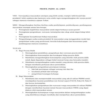 Profil pkbm tk al amin | DOCX