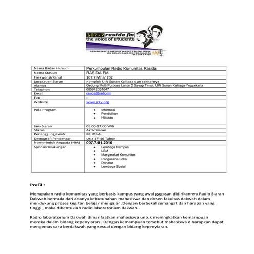 Profil rasida | DOCX