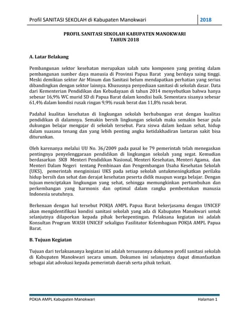 Factsheet Kondisi Sanitasi Sekolah Sorong Selatan | PDF