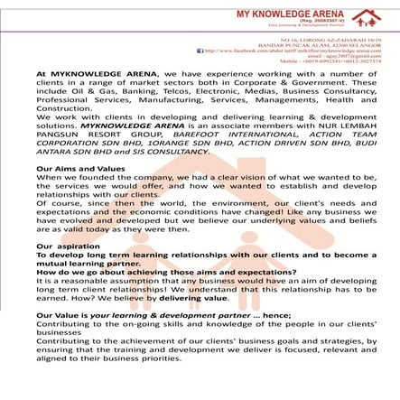 Profil syarikat (myknowledge arena) | PDF