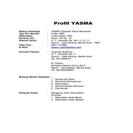 Profil yasma | DOC