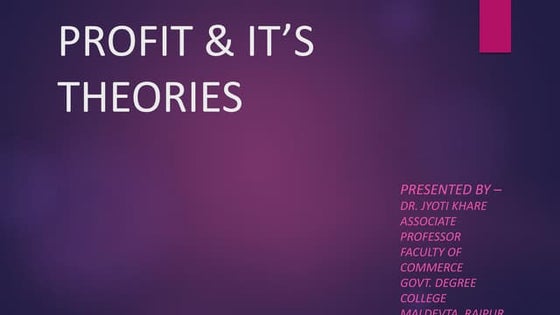 What is profit , types of profit, theories of profit | PDF | Stocks and ...
