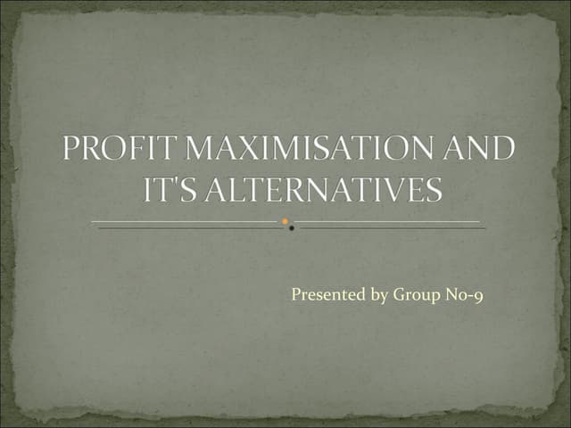 Baumol’s theory of sales maximisation | PPSX