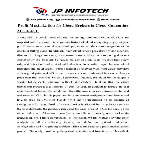 Profit Maximization For Cloud Brokers In Cloud Computing Pdf