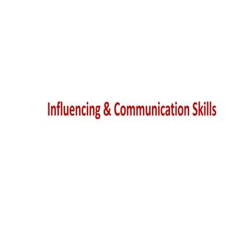 Influencing & Communication Skills | PDF