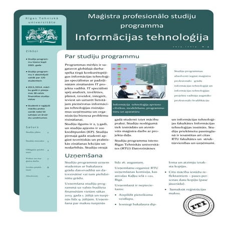 RTU maģistra profesionālo studiju programma "Informācijas tehnoloģija ...