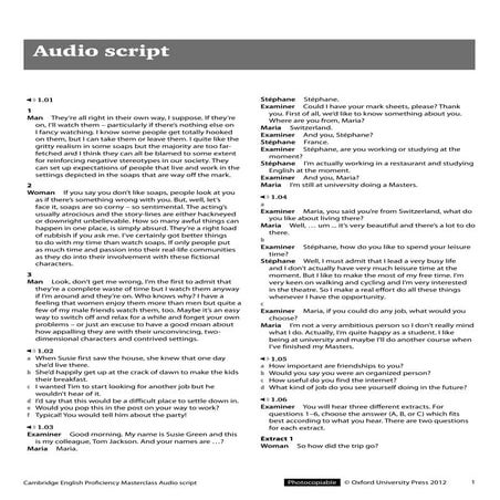 Prof masterclass audioscript | PDF