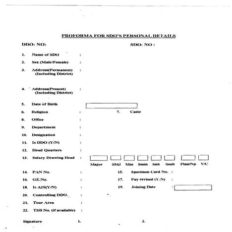 Proforma for sdo | PDF