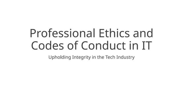 Professional code of Ethics | PPTX