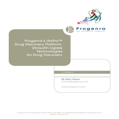 Progenra Ubi Pro Drug Discovery Platform E3 Ligase | PDF | Endocrine ...