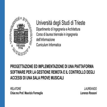 Progettazione ed implementazione di una piattaforma software per la ...