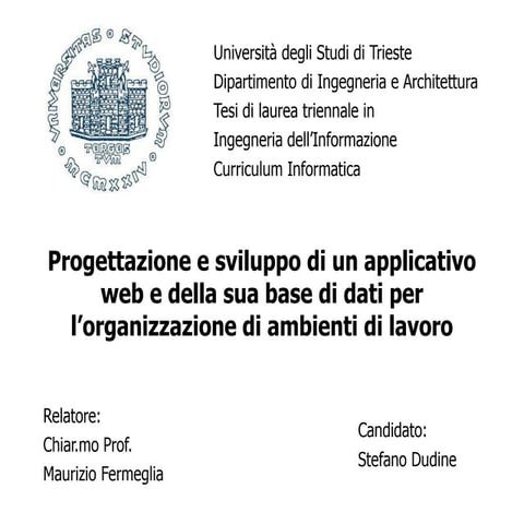 Progettazione e sviluppo di un applicativo web e della sua base di dati ...
