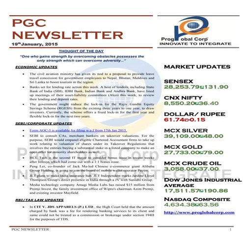 PGC Newsletter dated 19th January,2015 | PDF
