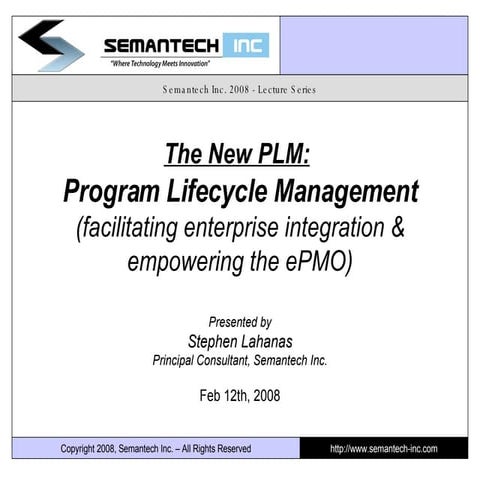 Program Lifecycle Management - The New PLM | PPT