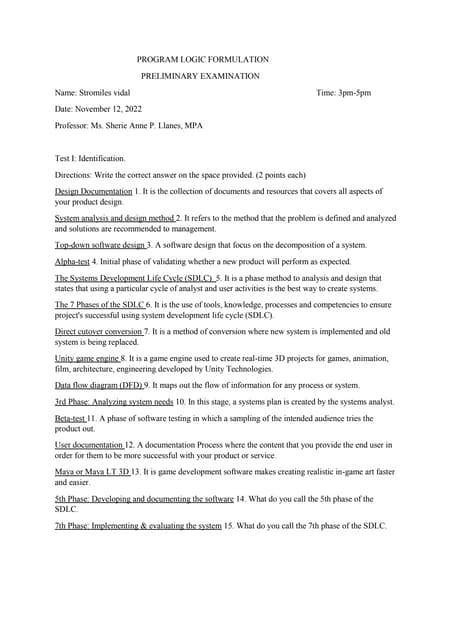 Program Logic Formulation Midterm Examdocx