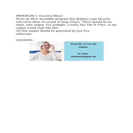 PROGRAM 1 Favorite Show!Write an HLA Assembly program that displa.docx