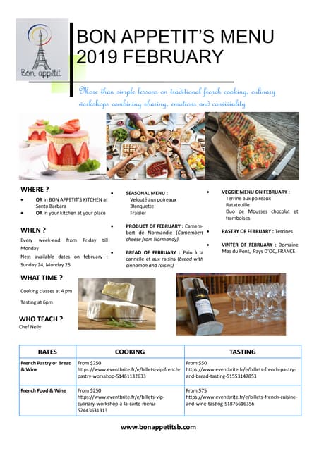 BON APPETIT'S MENU 2020 JANUARY AND FEBRUARY | PDF