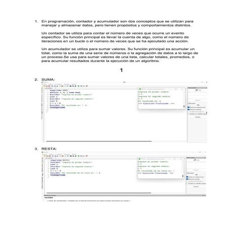 SUMA RESTA MULTIPLICACION EN PSEINT BASICO | DOCX