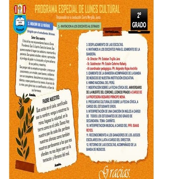 PROGRAMA DE LUNES CULTURAL EN UNA INSTITUCION EDUCATIVA | PPTX
