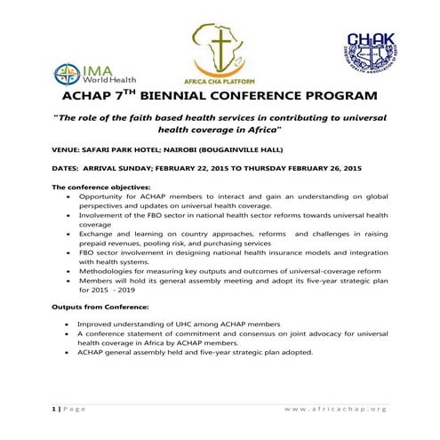 Program ACHAP Conference Feb 22 to 26 2015 | PDF