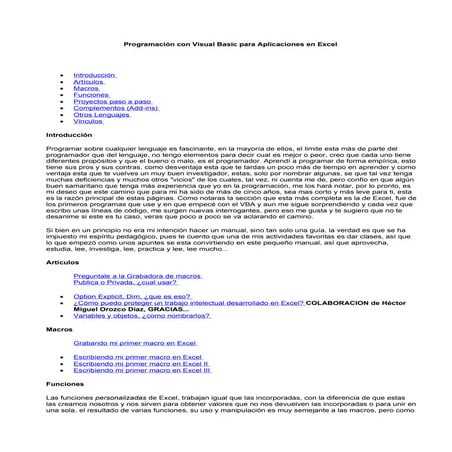 Programación con visual basic para aplicaciones en excel programación pura_con_excel | DOC