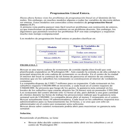 Programación entera | DOCX