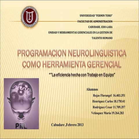 Programacion Neurolinguistica como Herramienta Gerencial | PPT