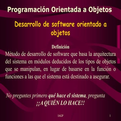 Programacion o o | PPTX | Programming Languages | Computing