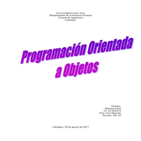 Programacion orientada a objetos mariana parra | PDF