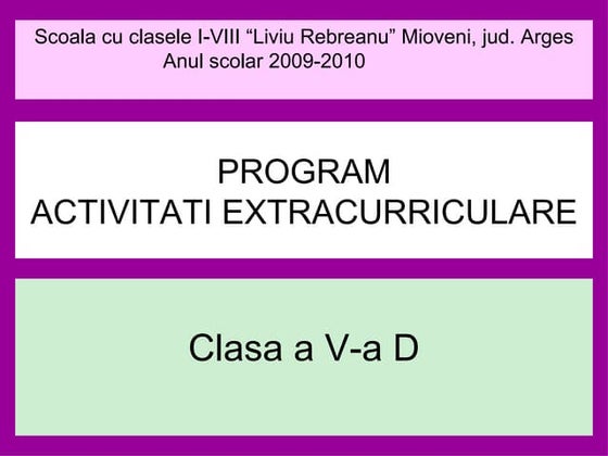 Activitati extracurriculare clasa i | PDF