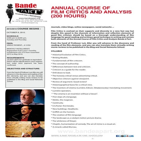 Annual Course of Film Critics and Analysis | PDF