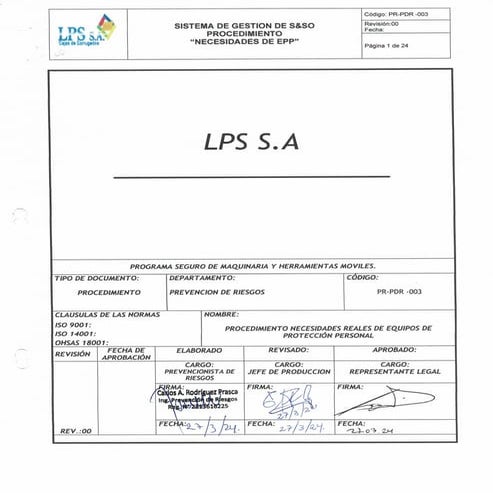 PROGRAMA DE EPP. ELEMENTOS DE PROTECCION PERSONAL | PDF