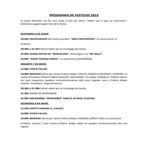 Programa festejos 215 Dr. Olóriz | PDF