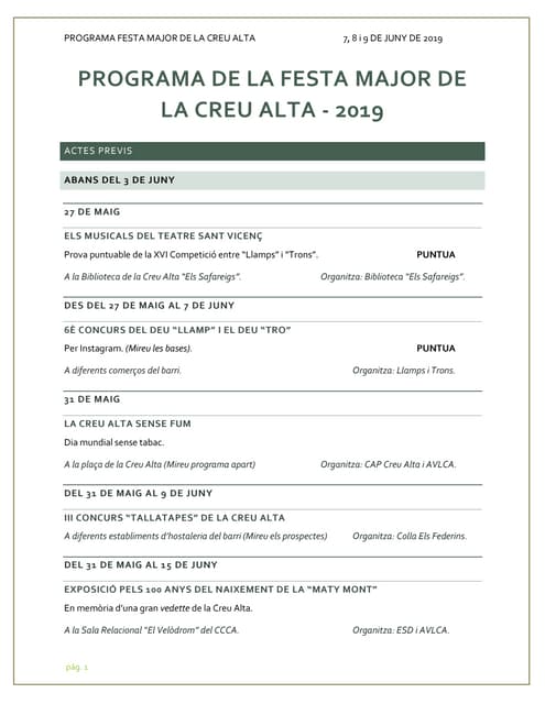 Programa Festa Major Poblenou | PDF