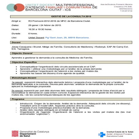 Programa curs R3 GESTIÓ DE LA CONSULTA 2015 | DOCX