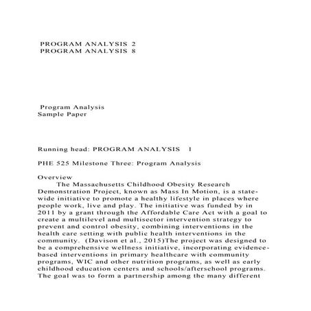 PROGRAM ANALYSIS2 PROGRAM ANALYSIS8 Program A.docx | Children\'s Health ...