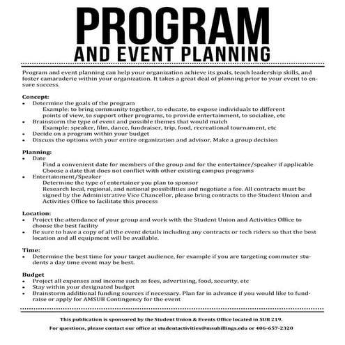 Program and Event Planning | PDF